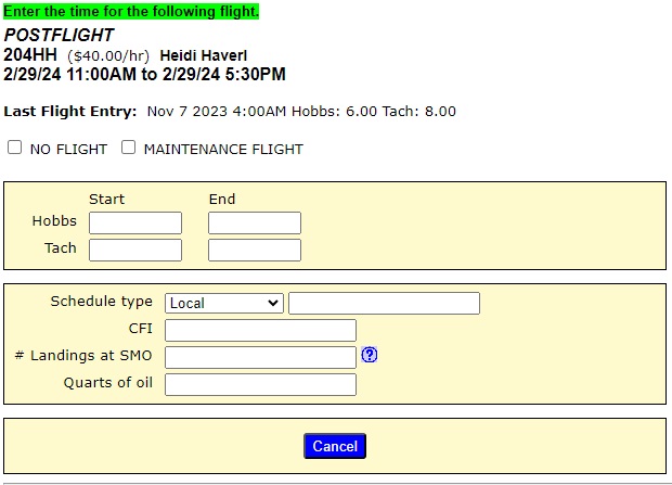 Lesson 2: Entering Your Postflight Meter and Receipts – Schedule Master ...